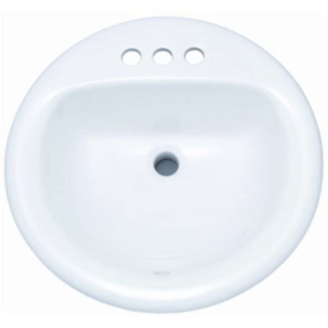 PROFLO PF194RWH PROFLO PF194R Rockaway 19" Circular Vitreous China Drop In Bathroom Sink with Overflow and 3 Faucet Holes at 4" Centers
