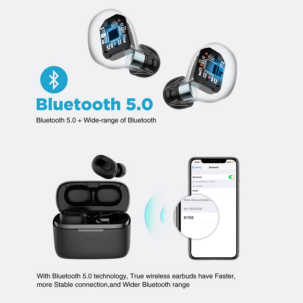 Uncahome True Wireless Earbuds, Bluetooth Earphones Touch Control with Wireless Charging Case, Waterproof Stereo Earbuds in-Ear, Built-in Mic Headsets, Premium Deep Bass for The Sport