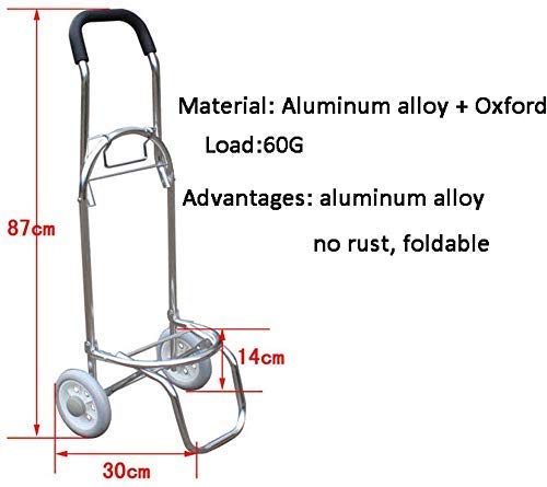 Shopping Trolley on Wheels Multi Function Shopping Cart Two-Wheel Aluminum Alloy Ultra-Light Portable Folding Cart is Practical and Convenient to Fold Storage Hand Trucks,D,87 * 35Cm ,Sho