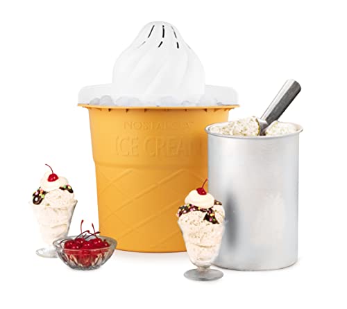 Nostalgia Electric Ice Cream Maker - Old Fashioned Soft Serve Ice Cream Machine Makes Frozen Yogurt or Gelato in Minutes - Fun Kitchen Appliance - White - 4 Quart