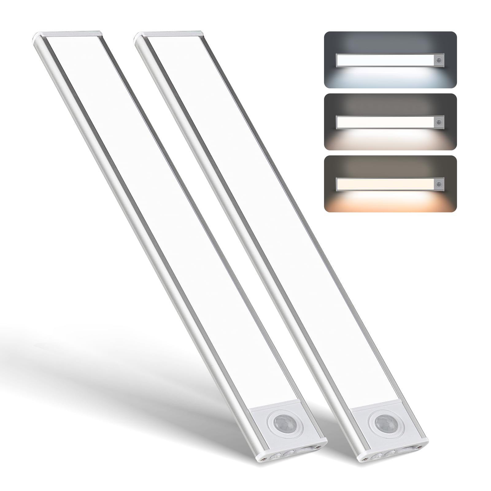 Under Cabinet Lighting Motion Sensor Closet Lights 1000mAh Rechargeable Under Cabinet Lights Wireless 80 Led Lights with Hook Under Counter Lights for Kitchen,Indoor,Wardrobe,Hallway(3 Colors)