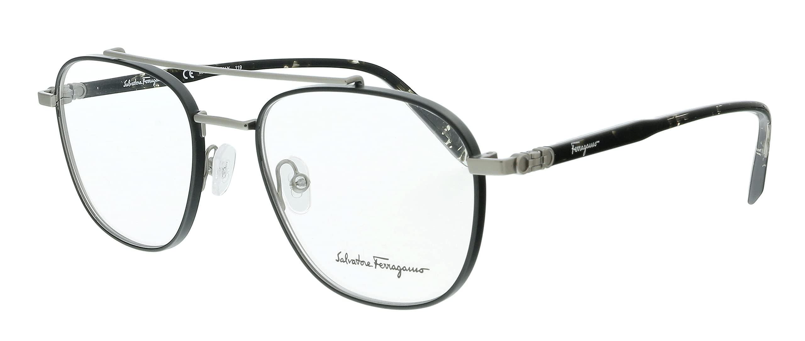SALVATORE FERRAGAMO Navigator Eyeglasses SF2183 032 Matte Black/Ruthenium 52mm 2183