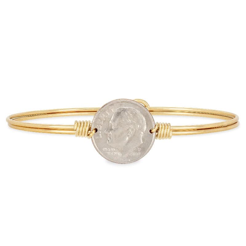 Luca + Danni Divine Dime Bangle Bracelet for Women - Silver Tone Regular Size Made in USA