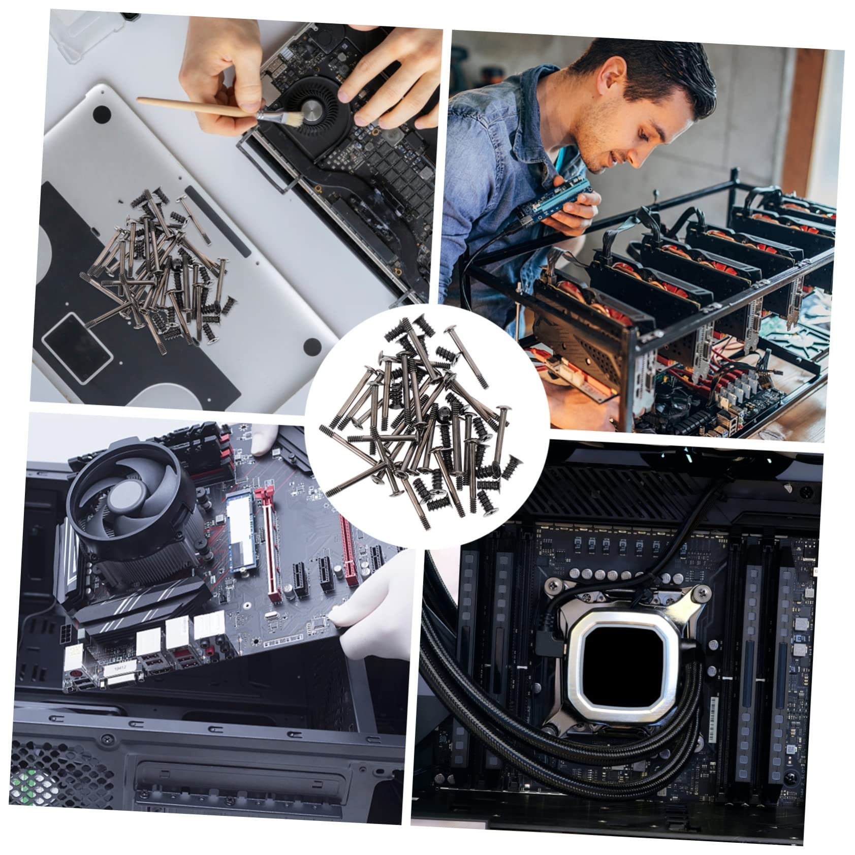 VILLCASE 60pcs Black Electrical Outlet Short Screws Outlet Screws Small Screw Computer Motherboards Laptops Screw for Case Fan Computer Cooling Fan Screw Fan Screws Glasses Miniature M1