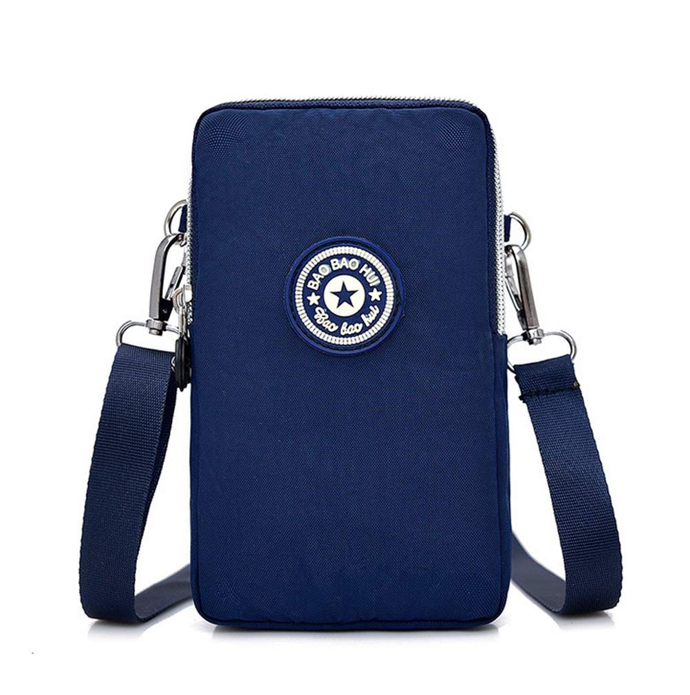 Leisure 3-Layers Small Crossbody Bag Cell Phone Purse Pouch Wristband Wallet Armband for Samsung Galaxy Note 9 S10+ S9 A20 A50 J8 OnePlus 6T Google Pixel 3a,Pixel XL,ASUS ZenFone 6/5Z/ROG Phone-Blue