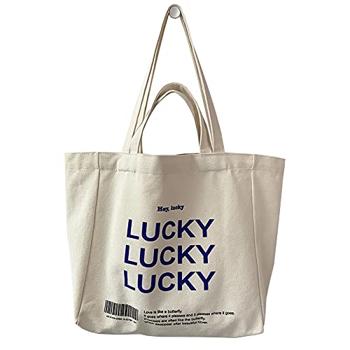 Shopping Bag Tote Bag Canvas Reusable Shoulder Bag handbag with inside pocket for shopper everyday life One Size