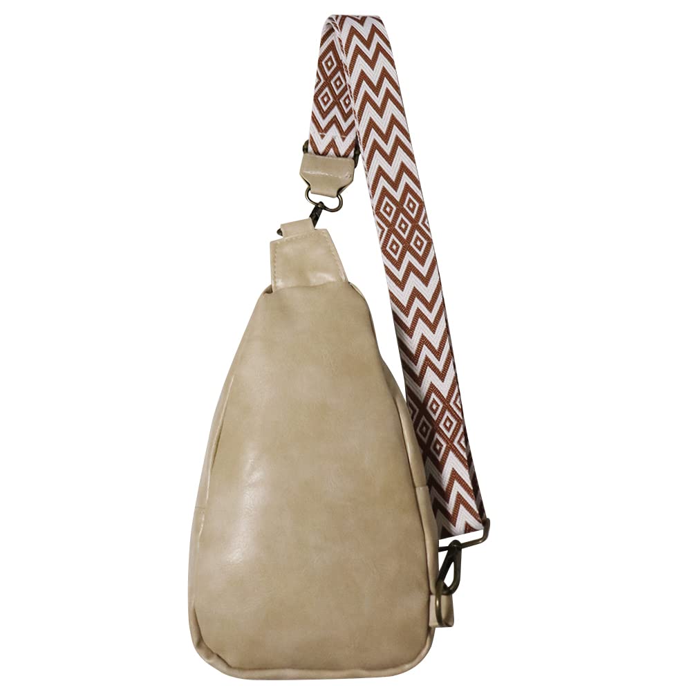 Sling Bag for Women PU Leather Crossbody Plush Splicing Satchel Chest Daypack Shoulder Backpack Cycling Hiking Travel