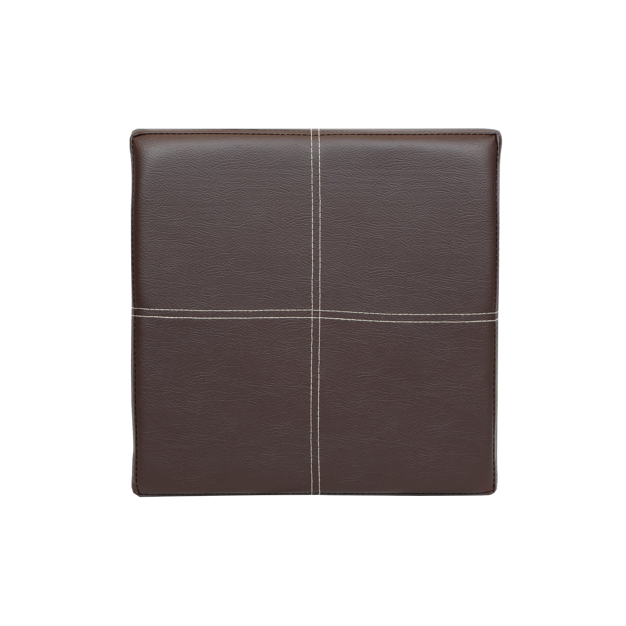 Otto & Ben Folding Box Chest with Memory Foam Seat, Stitch Faux Leather Small Ottomans Bench Foot Rest Stool, 15 Inch, Brown