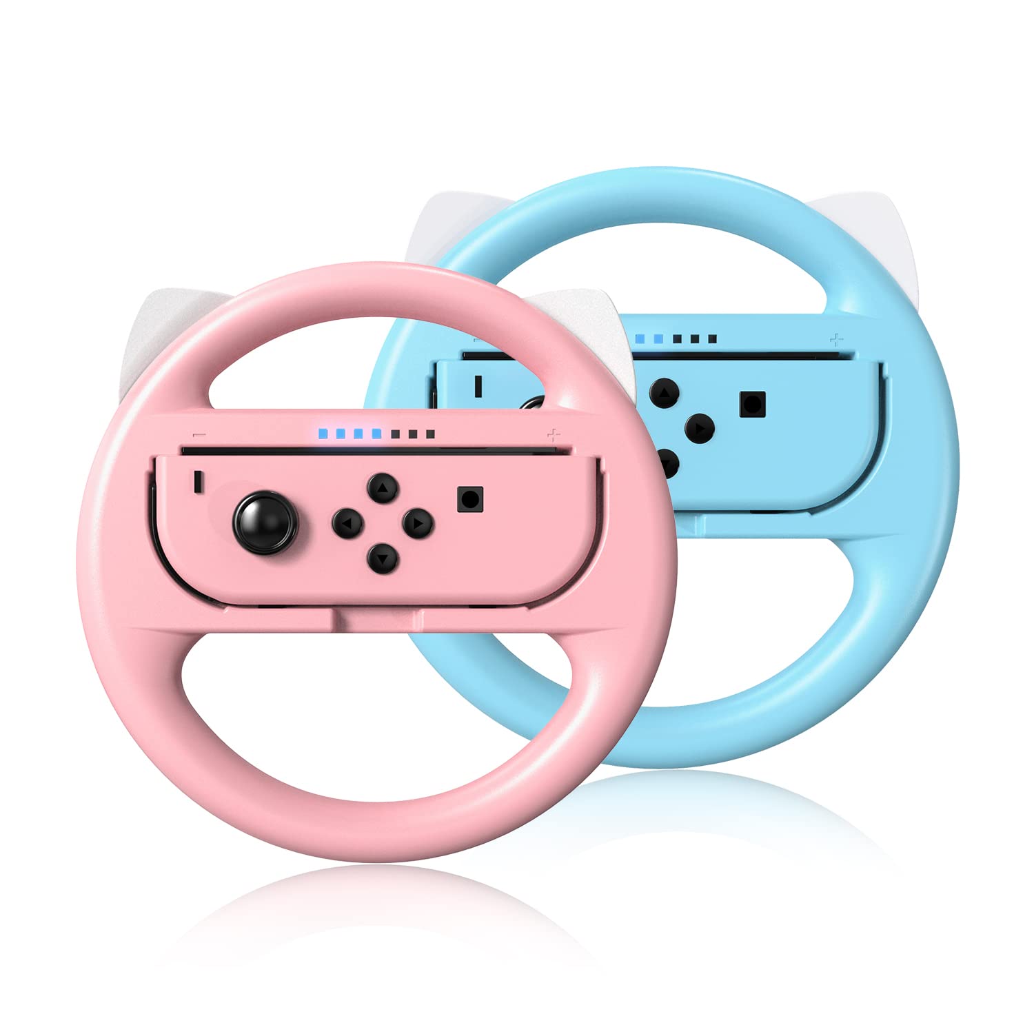 momen Switch Steering Wheel for Nintendo Switch Accessories,Racing Wheels for Mario Kart 8 Deluxe,Compatible with Switch JoyCon Controllers, 2 Pack,Blue & Pink