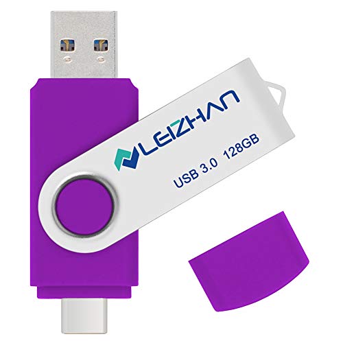 leizhan 128 gb USB 3.0 Type C Flash Drive Picture Stick Compatible with Samsung Galaxy S10+, S10e, S10,S9, Note 9, S8, S8 Plus, Purple