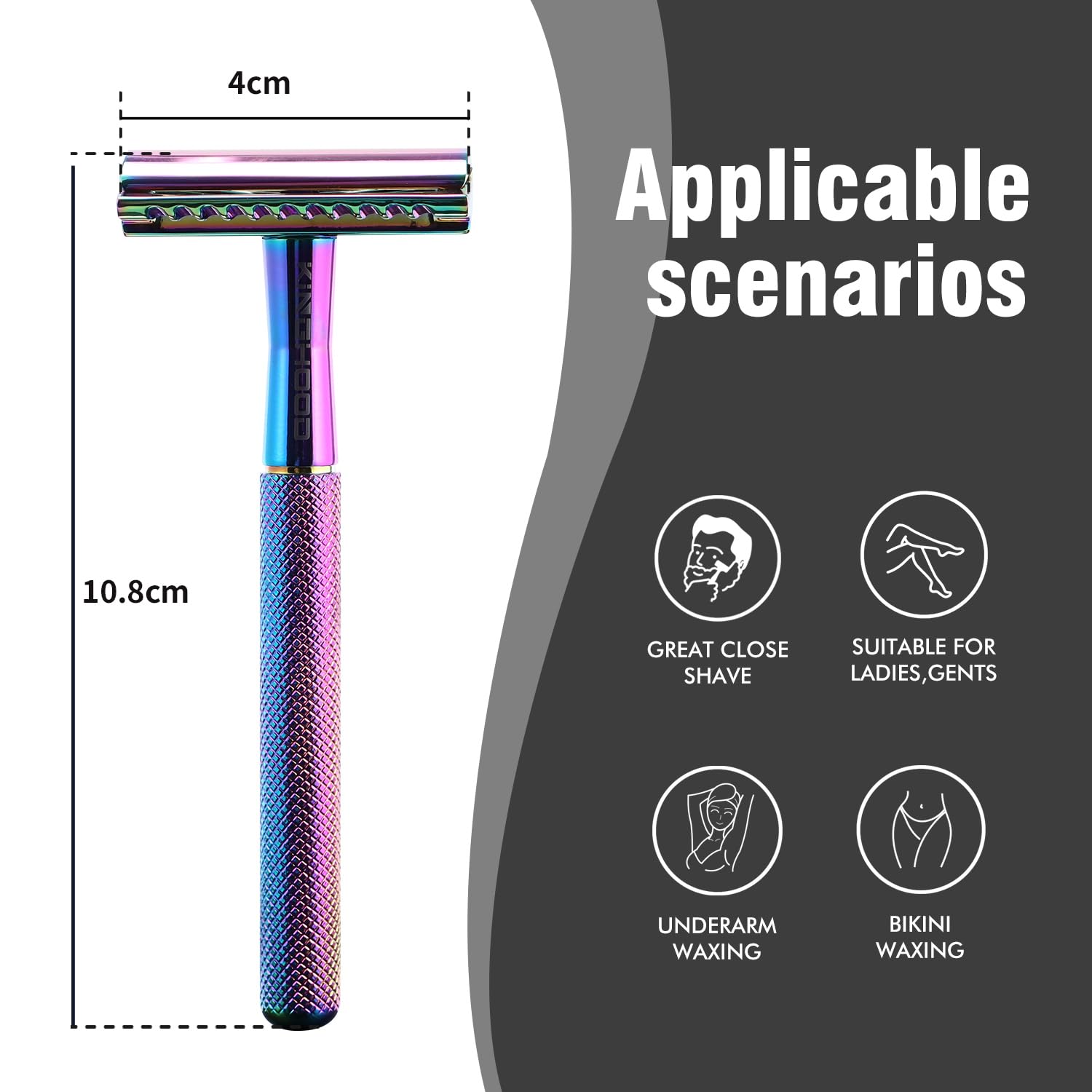 KINGHOOD Safety Razor Single Blade for Men with 10 Double Edge Blades Metal Reusable Eco Friendly Razors Colorful