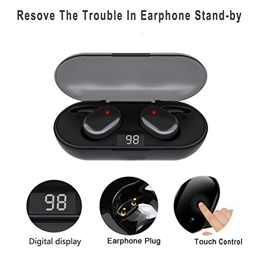 MOHALIKO Wireless Earbuds, Earbuds, Bluetooth 5.0 Headphones, Q2 TWS Bluetooth 5.0 Wireless Noise Reduction Earphone for Work, Home Office Black