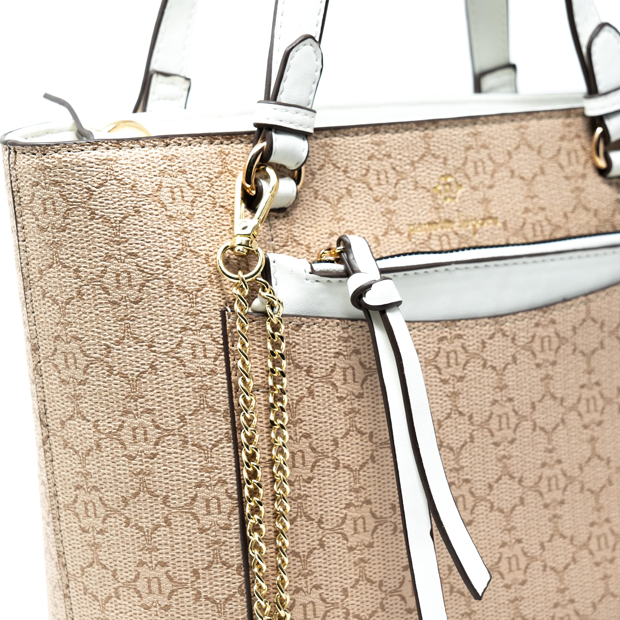 Nanette Lepore Demi Logo Satchel with Wristlet Almond Logo One Size