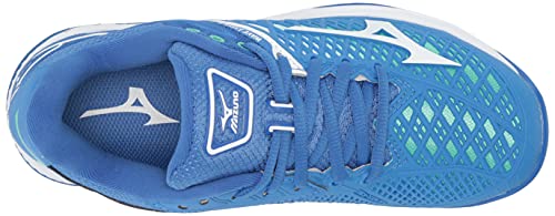 Mizuno Women's Wave Exceed Tour 4 All Court 4 Tennis Shoe, Nebulas Blue-White, 6
