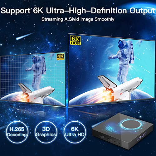 Upvivi Android TV Box 10.0 OS with 2GB RAM 16GB ROM Smart Android Box with Allwinner H616 Quad-core Supports 2.4G/5.0GHz Dual-WiFi 6K Utral HD Bluetooth 4.0 Android TV Boxes