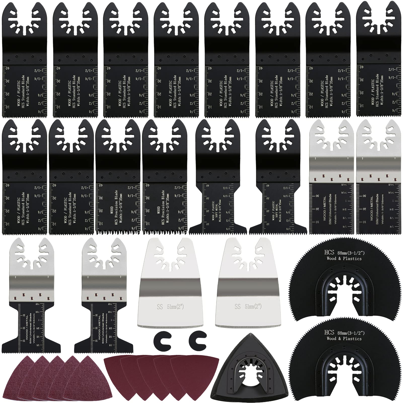 Oscillating Saw Blades 35 PCS Multitool Blades, Universal Oscillating Tool Blades for Wood Metal Plastic, Multi Tools Kit Compatible with Dewalt Rockwell Milwaukee Makita Dremel Bosch Ridgid Craftsman