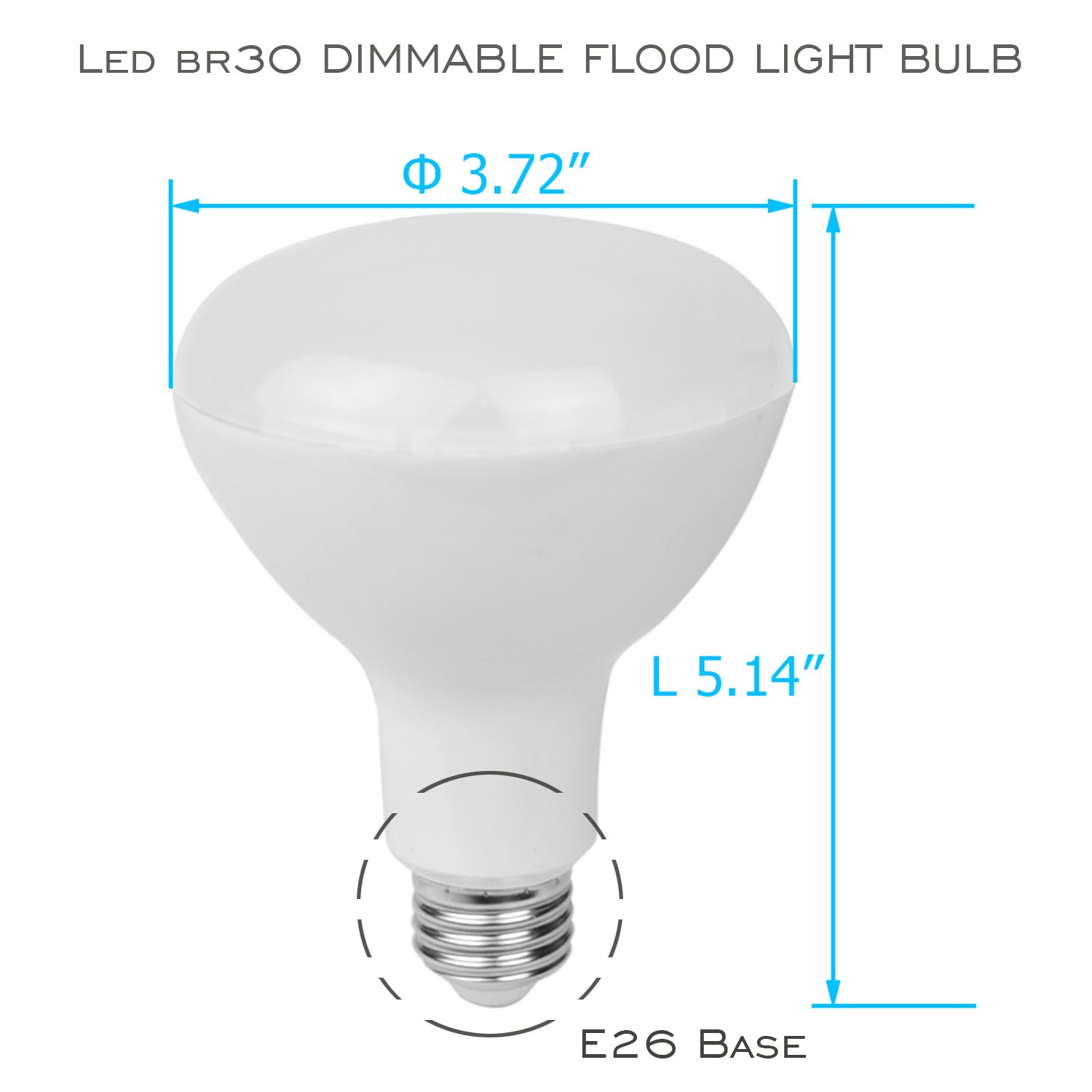 LED BR30 Flood Light Bulbs,4-Pack 15w (100w Equivalent),Daylight Glow 5000K,Medium Based (E26),1350 Lumens,Dimmable,AC120V,120 Degree Beam Angle,UL-Listed and Energy Star Approved