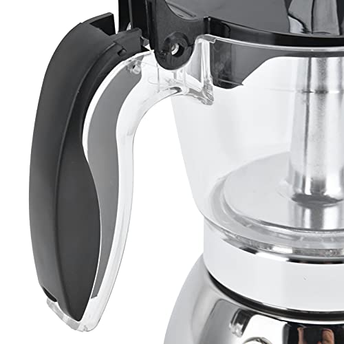 Qiilu Moka Pot, 4 Cup Stainless Steel Coffee Maker Stovetop Moka Pot Coffee Maker Kitchen Supplies