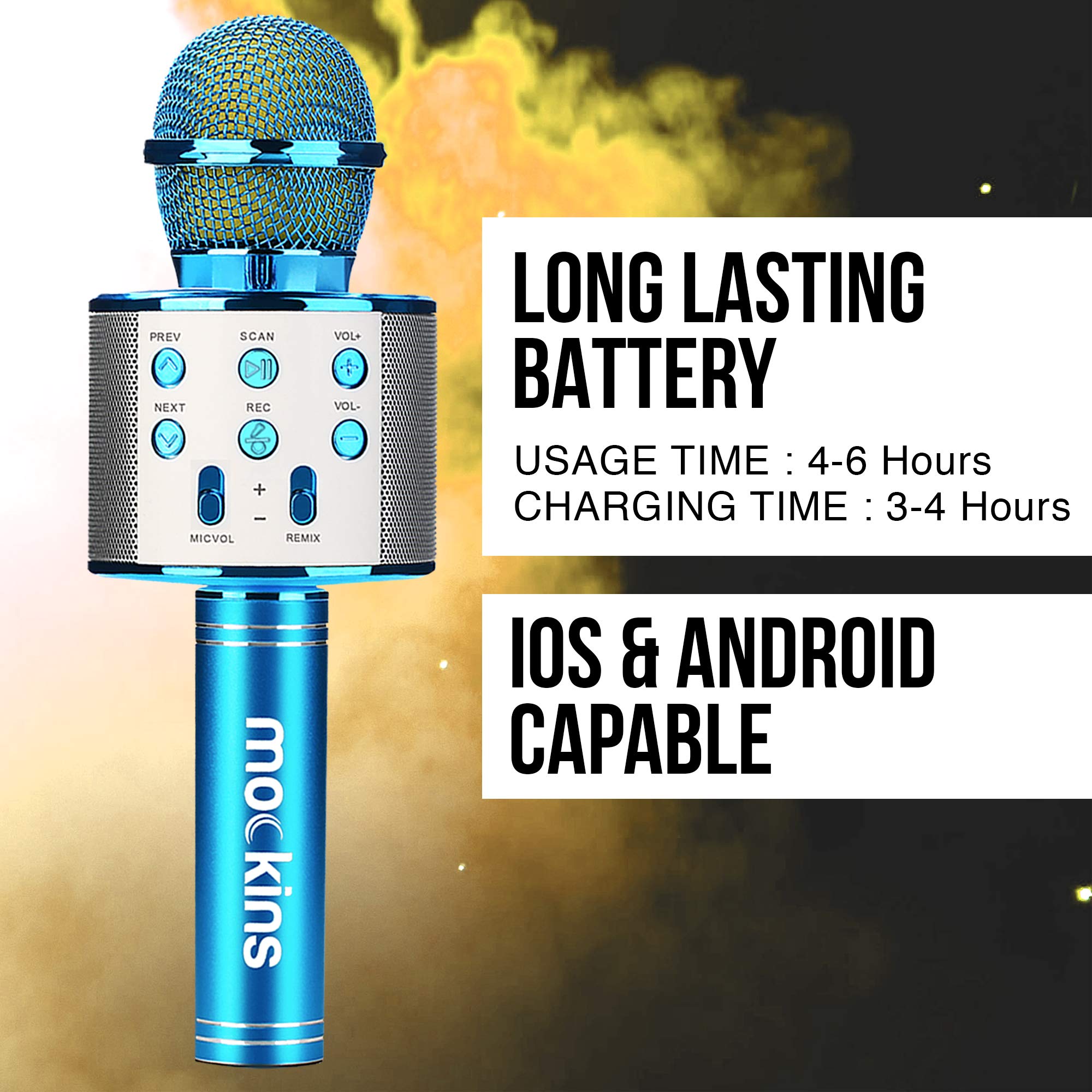 Mockins 2 Pack Blue & Purple Bluetooth Karaoke Microphone for Kids with Bluetooth Speaker | Wireless Microphone Karaoke Compatible with Android & iPhone | Bluetooth Microphone Wireless | Karaoke Mic