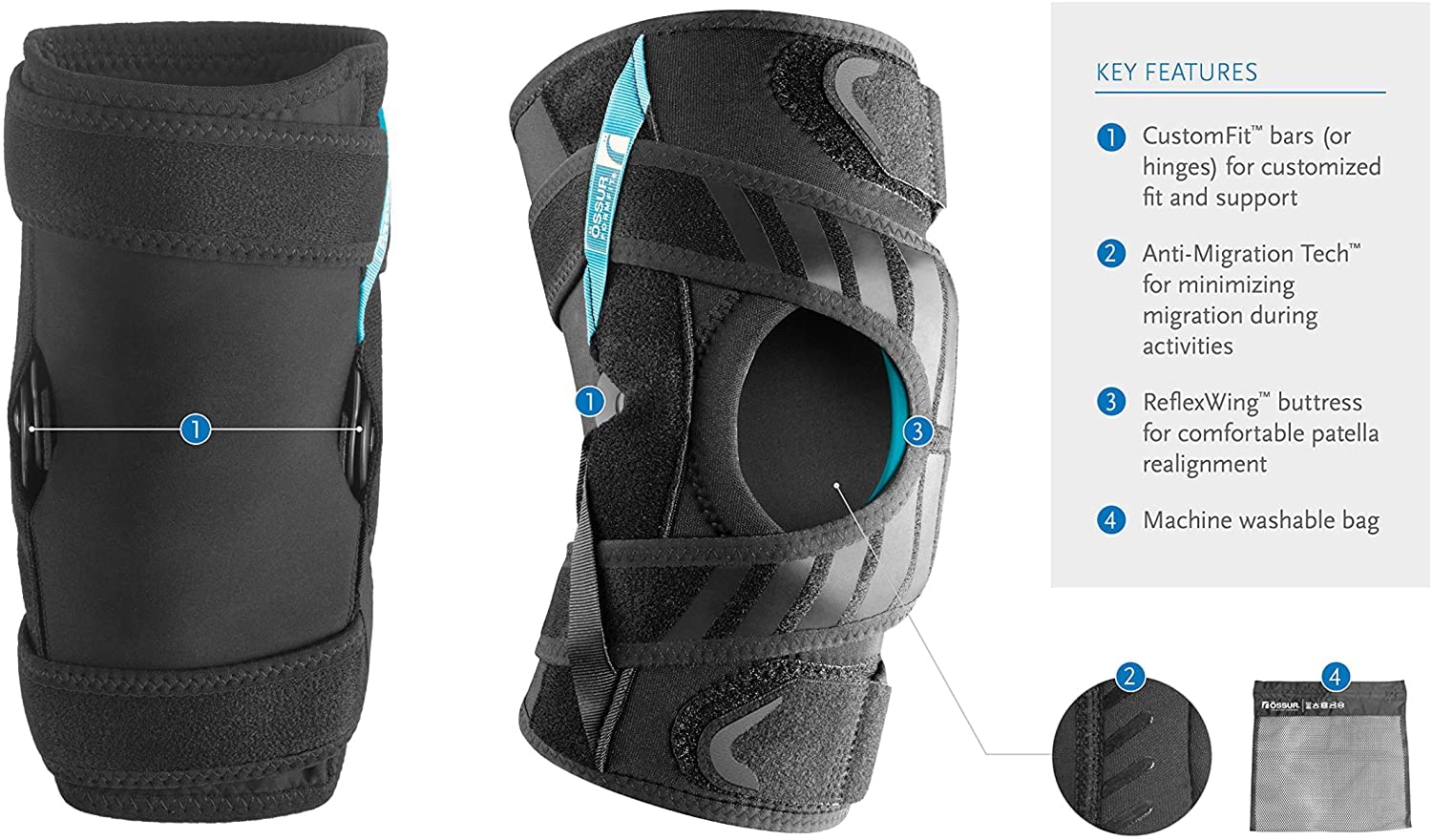 Ossur Formfit Tracker Knee Brace - Patella Stabilizer for Running & Training | Powerlock Straps & CustomFit Hinges for Secure Lateral Support | For Kneecap Tracking or Dislocation (XS, Left)