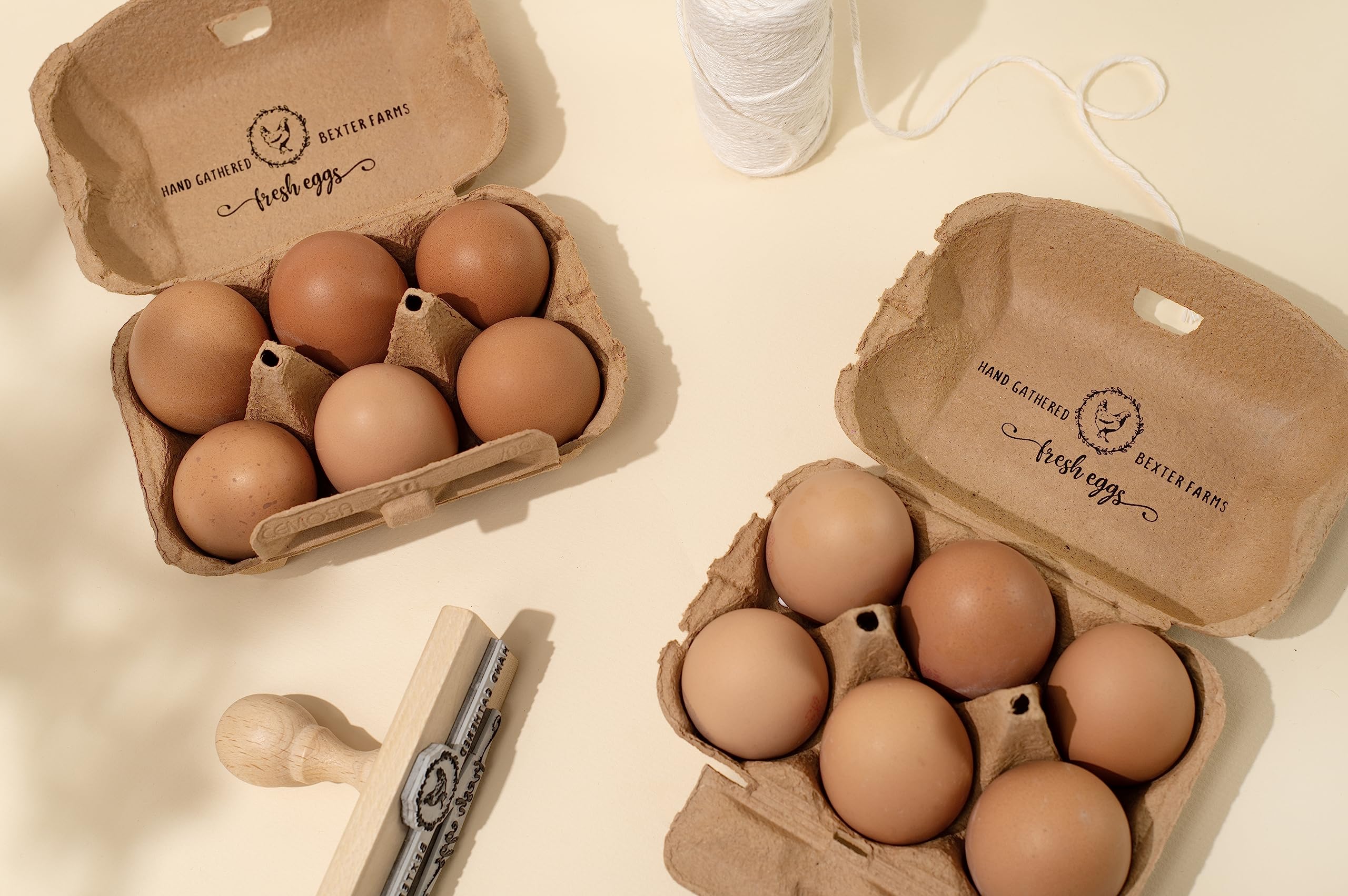 Stamp by Me | Egg Cartons Stamp | Personalized Eggs Carton Stamps | Chicken Eggs Stamper | Custom Wooden Rubber Stamp | Self-inking Labels | Farm Stampers | Black Ink | Mini, Medium or Big Stamping