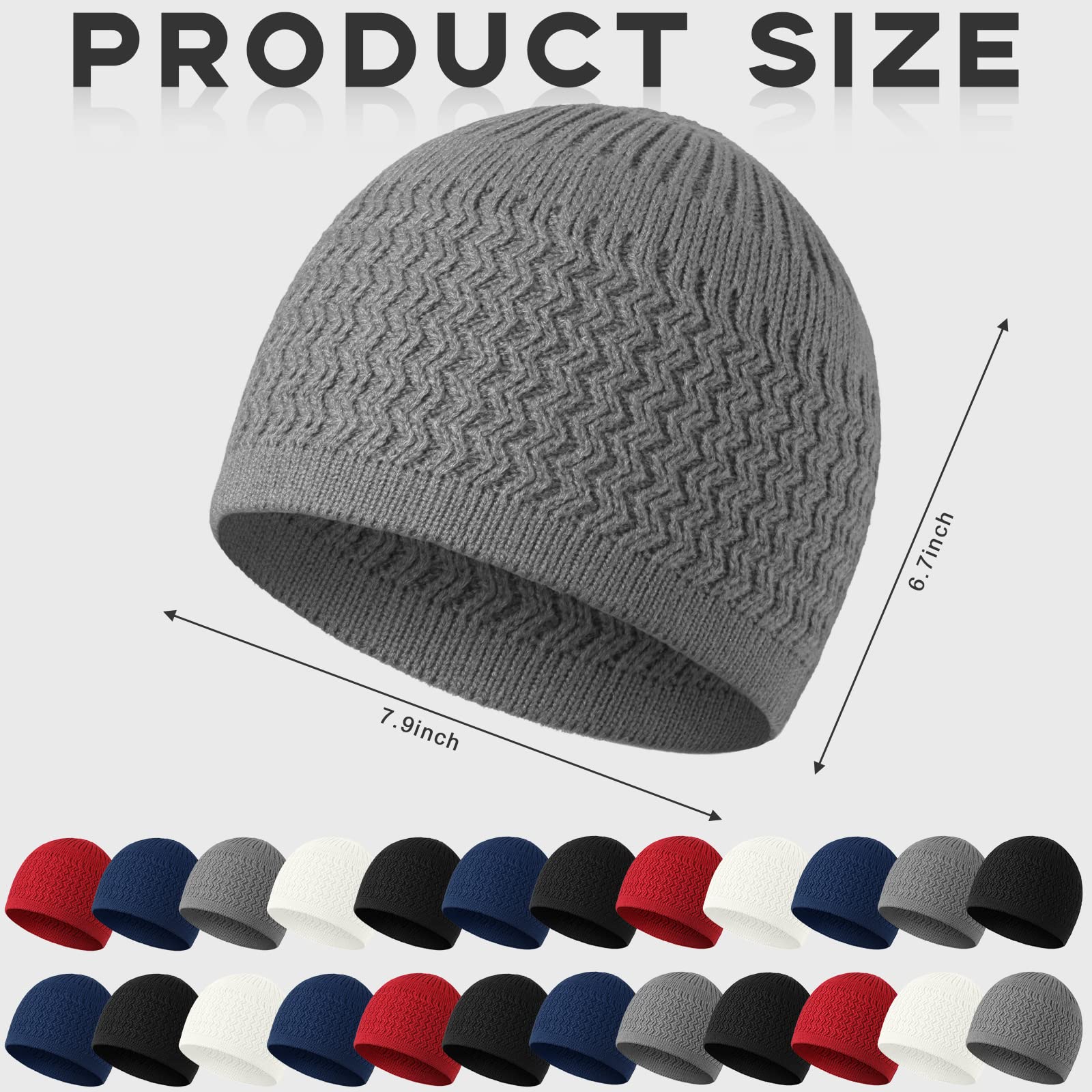 Retisee 24 pcs Kufi Hats for Men Muslim Knit Skull Caps Helmet Liner Crochet Beanie Unisex Headwear(Multi Color)