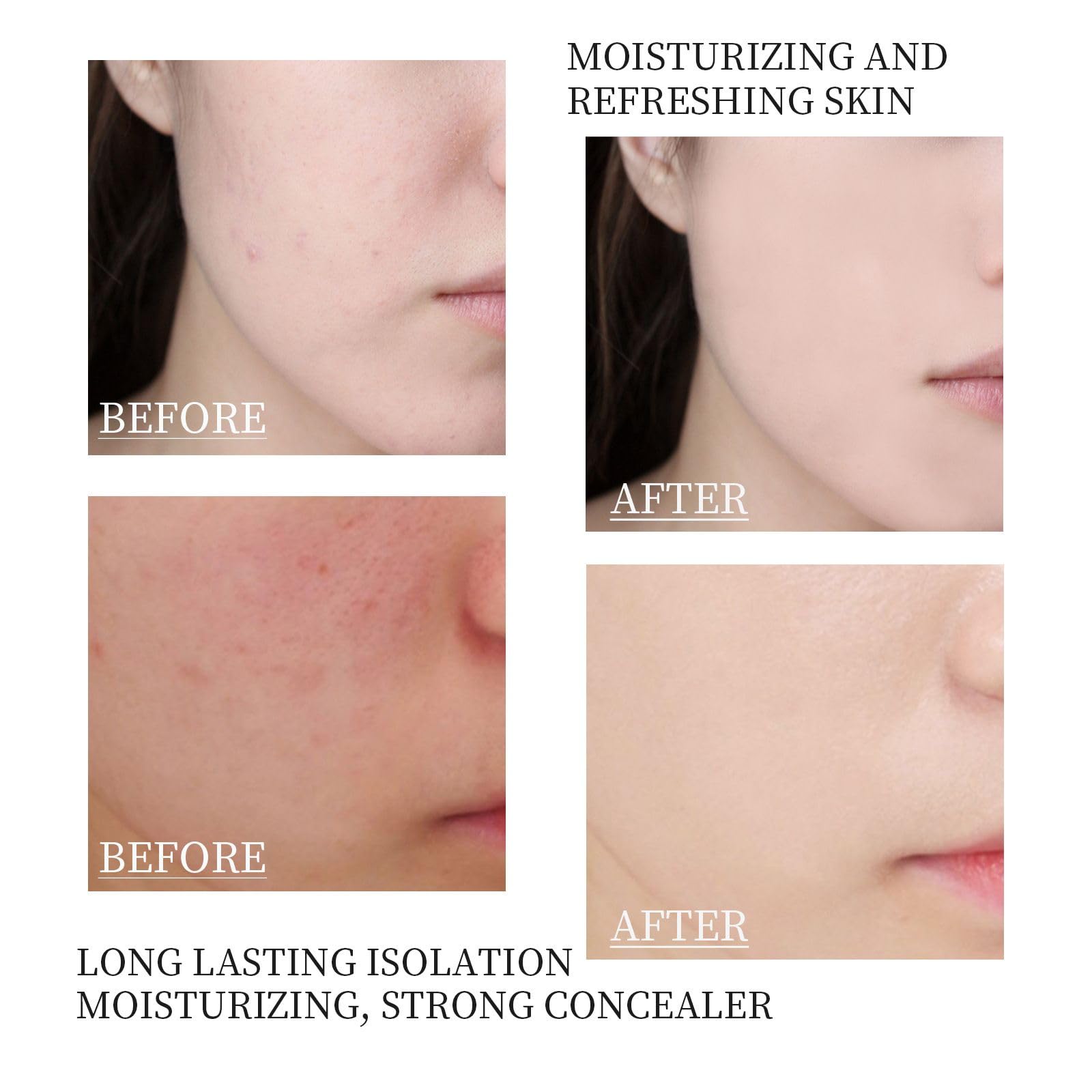 OBRVE 2PCS Natural Skin Tone Adjusting CC Cream SPF 50,Cosmetics CC Cream,All-In-One Face Sunscreen and Foundation,Colour Self