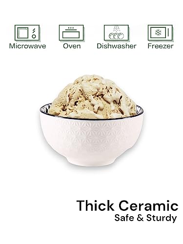 PACIFICA 10oz Ice Cream Bowls - Set of 8, Unique Embossed Design, Versatile Dessert Bowls, Perfect for Entertaining, Ideal Gift