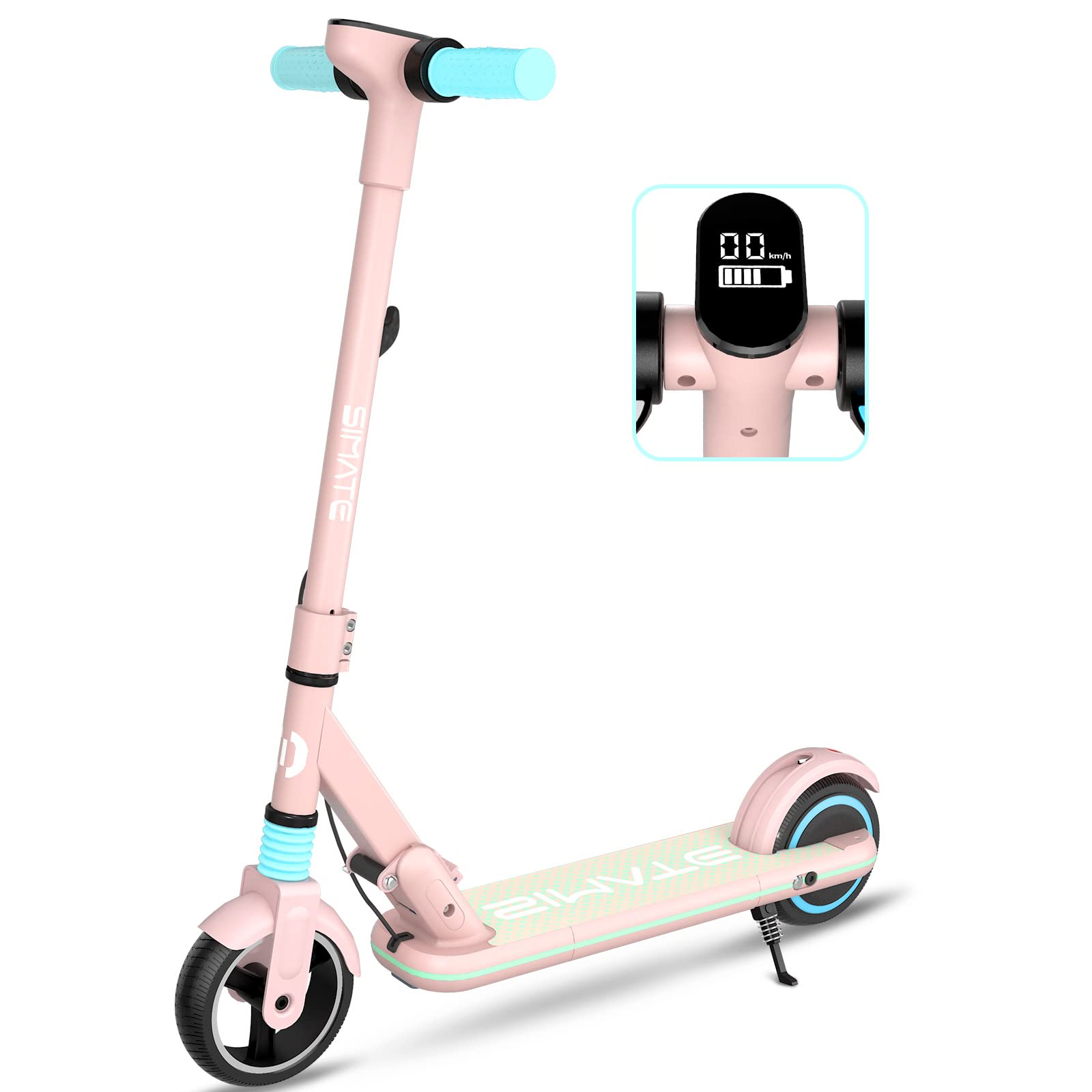 SIMATE Kids Electric Scooter, Pro E-Scooters for Ages 6-14, Adjustable Speed and Height, Foldable and Lightweight, Boys and Girls Gifts