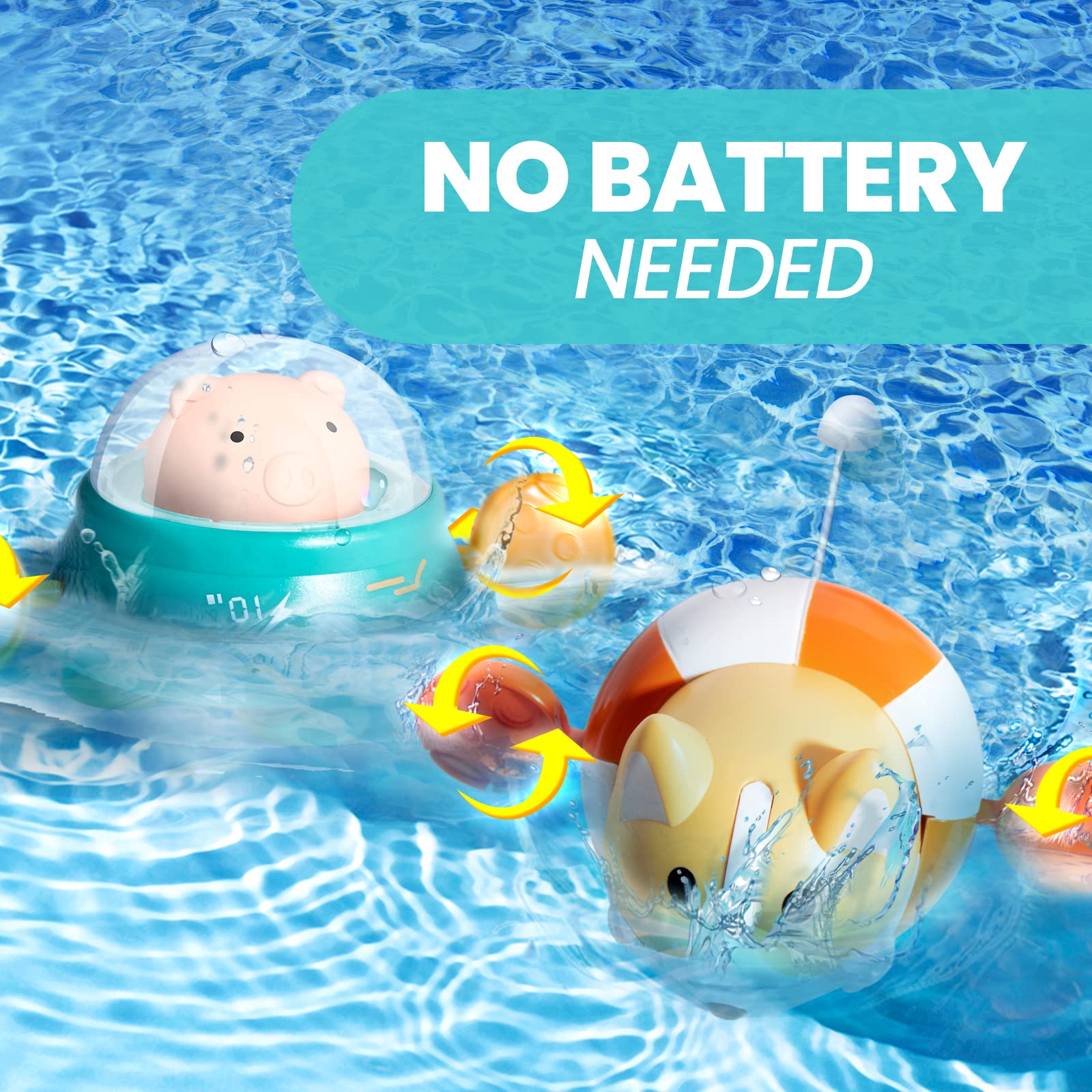 Swimming Baby Bath Toys for Infants 18 months, Baby Wind Up Bath Toys Pull and Go, Pull String Shower Toys for Boys and Girls