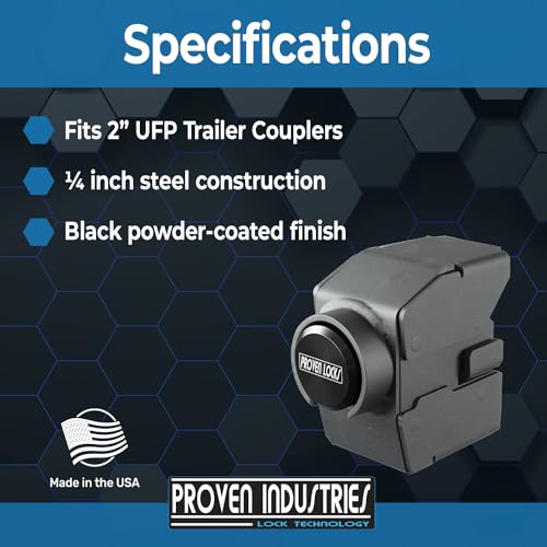 Proven Industries Model 2178-U Boat and Trailer Lock, Fits 2-Inch UPF Trailer Couplers,Secures Safety Chains Made in The USA, (Red)