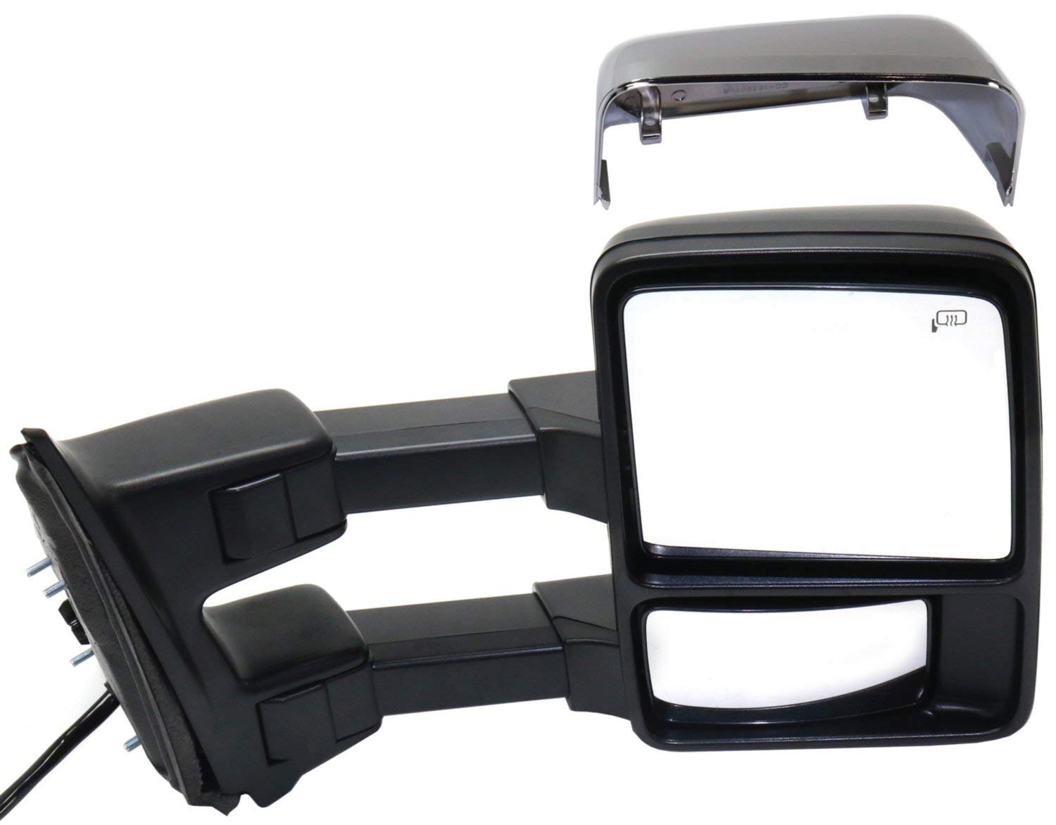Kool Vue Passenger Side Power Heated Towing Mirror for Ford F-250 Super Duty F-350 Super Duty 2011-2016 Power Fold With Signal Light & Memory; Without Blind Spot Light Auto Extend with 2 Caps