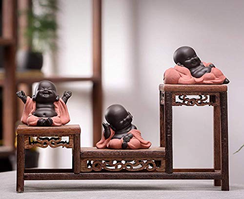 Kingzhuo Ceramic Little Cute Baby Buddha Statue Monk Figurine Buddha Figurines Home Decor Creative Baby Crafts Dolls Ornaments Gift Delicate Ceramic Arts and Crafts (Red)
