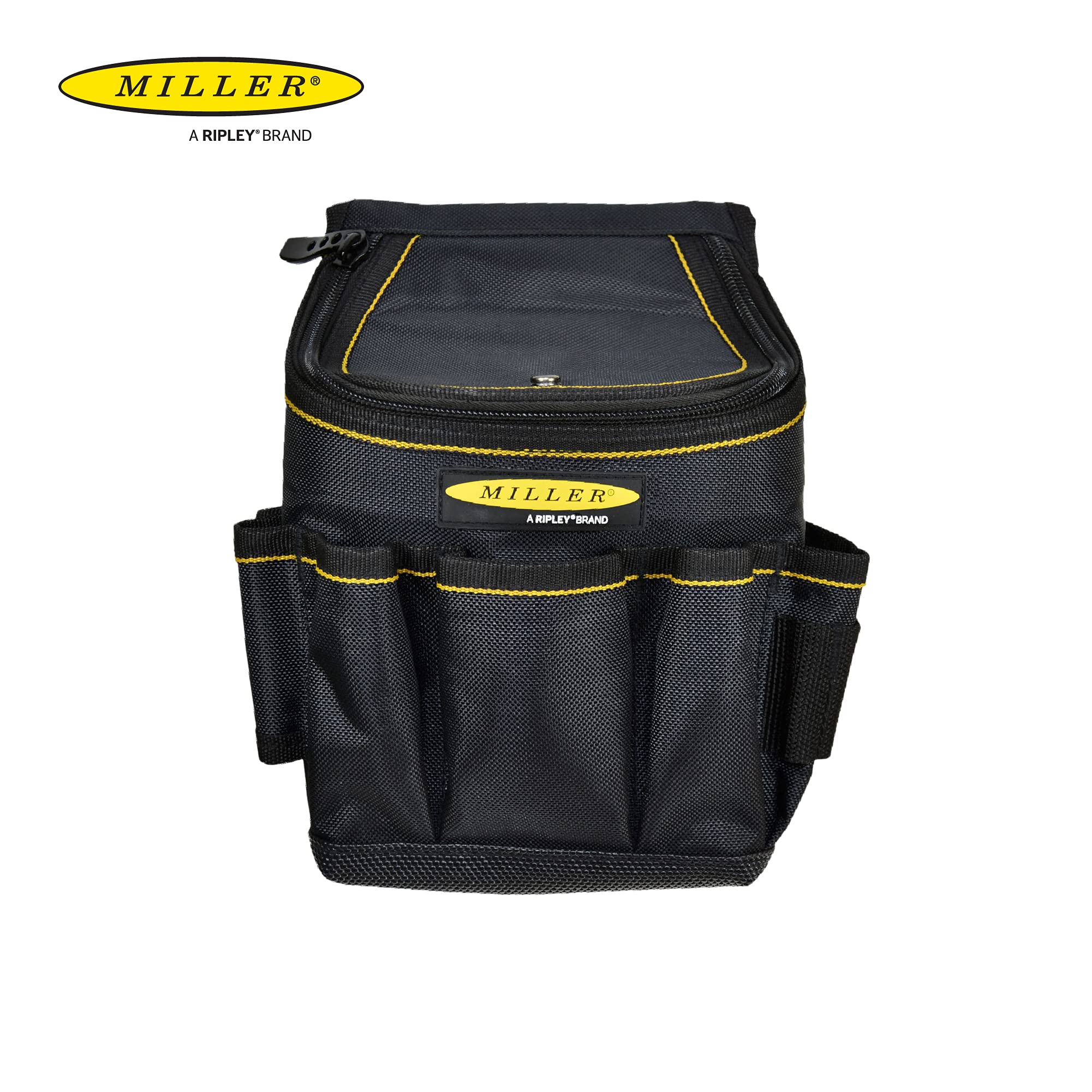 Miller Nylon 13-Pocket Zippered Tool Pouch with Removable Waist or Shoulder Strap, Wear- and Water-Resistant High-Density Oxford, Tool Bag for Professional Electricians, Technicians, and Installers