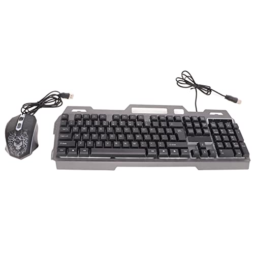 Wired Gaming Keyboard Mouse Combo, 104 Keys RGB Light Reinforced Bottom Keyboard, USB Gaming Keyboard Mouse Set for PC Gamers