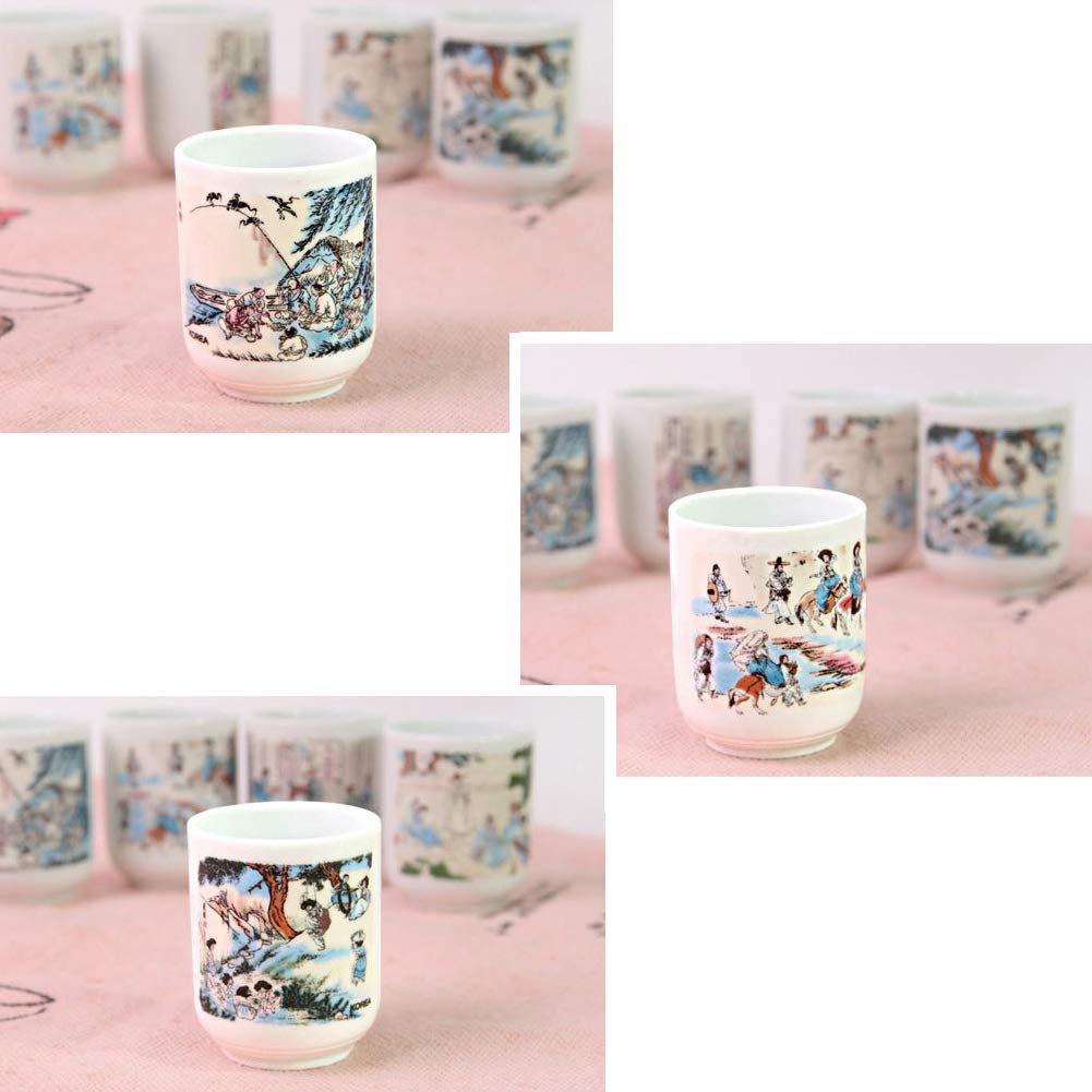 PARTYCRAFTZ Korean Soju Shot Glass Set β 5 Piece Ceramic Pottery Cup for Whiskey Sake Vodka Alcohol Liquor w/Korea Traditional Illustration Paintings Gift Party Decoration Display Drinking Glasses