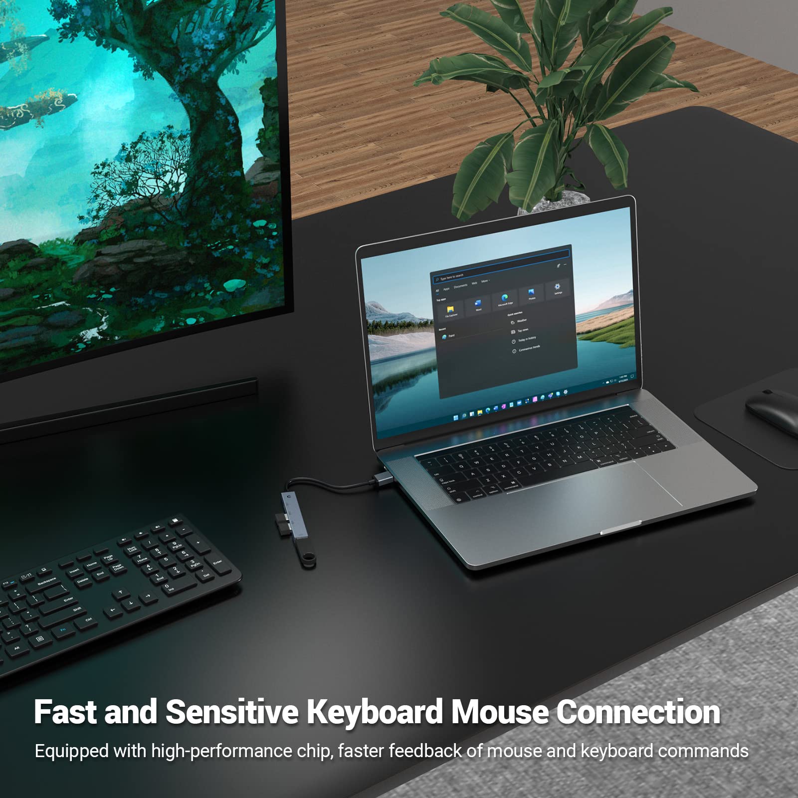 USB 3.0 Hub, USB HUB with 1 USB 3.0 Ports & 3 USB 2.0, Ultra Slim SuperSpeed 5Gbps USB Adapter Super Fast Ultra USB C Adaptor Compatible with Laptop, PC, Keyboard, Windows, Mac OS, Linux System