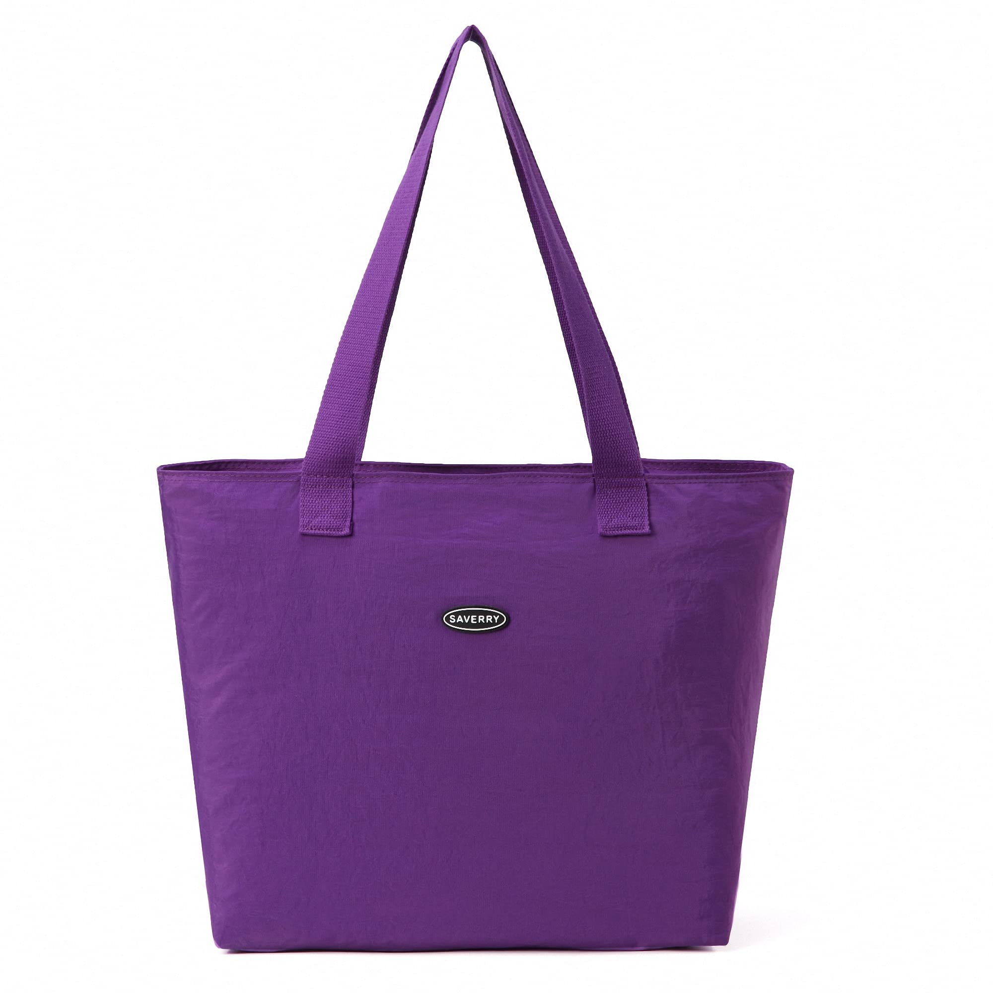SAVERRY Foldable Zipper Closure Large Tote Bag Nylon Water Resistant Shopping Travel Gym Toy Bag Sandproof Beach Bag