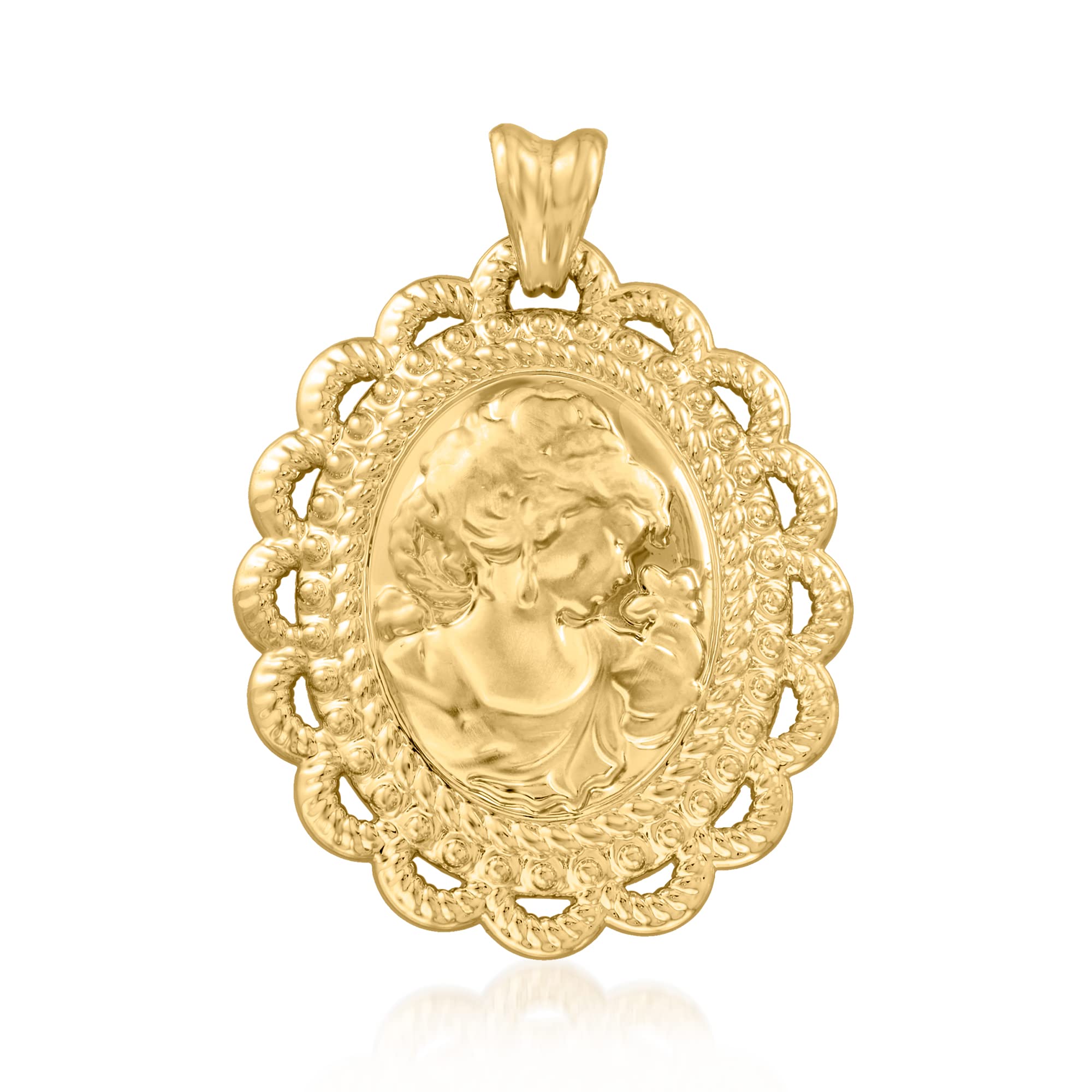 Ross-Simons Italian Andiamo 14kt Yellow Gold Over Resin Cameo-Style Pendant