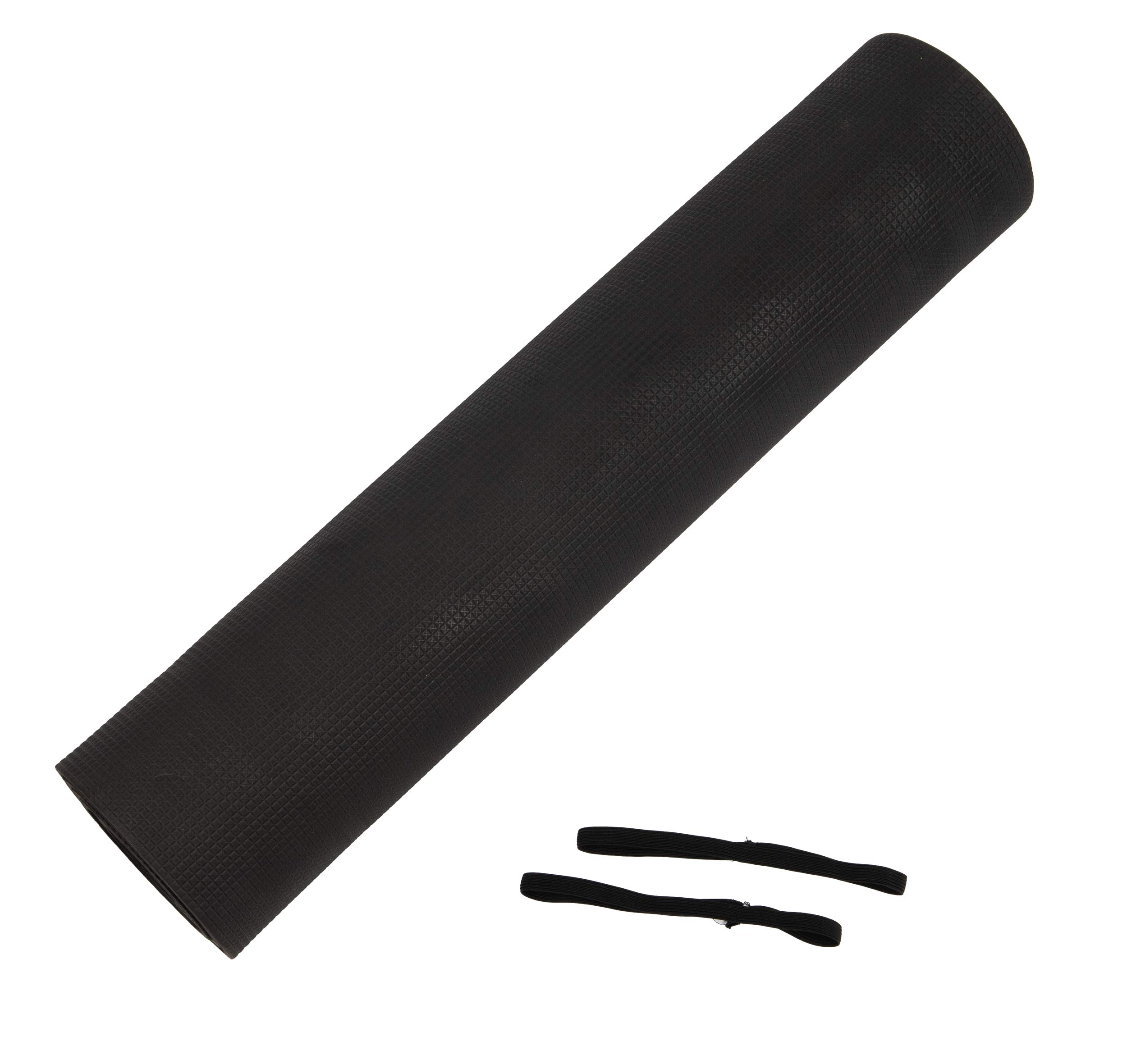 Mind Reader High-Density Fitness Mat, Yoga Exercise Floor Covering, Home Workout Portable Padding, 68 inches Wide, EVA Foam, Black