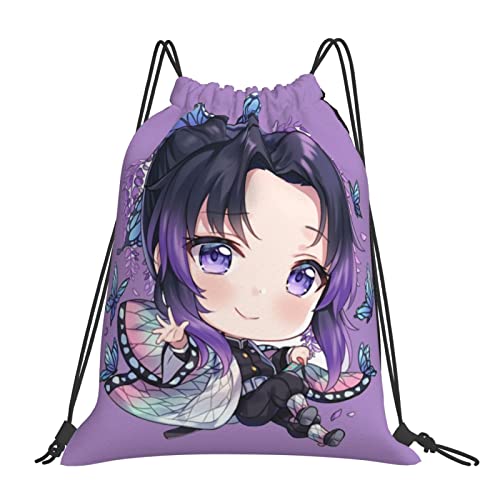 PEVNMXA Anime Purple Drawstring Backpack Bag for Women Beach String Cinch Sack fit Shopping Sports Yoga Swimming Camping