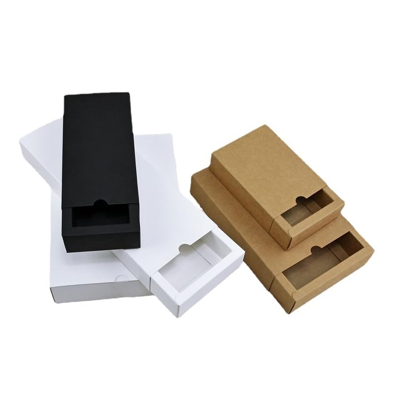 MODADA Gift Bags 10pcs Kraft Paper Drawer Packaging Box Clothing Candy Packaging Gift Boxes (Color : Kraft, Size : 25x10x3.5cm)