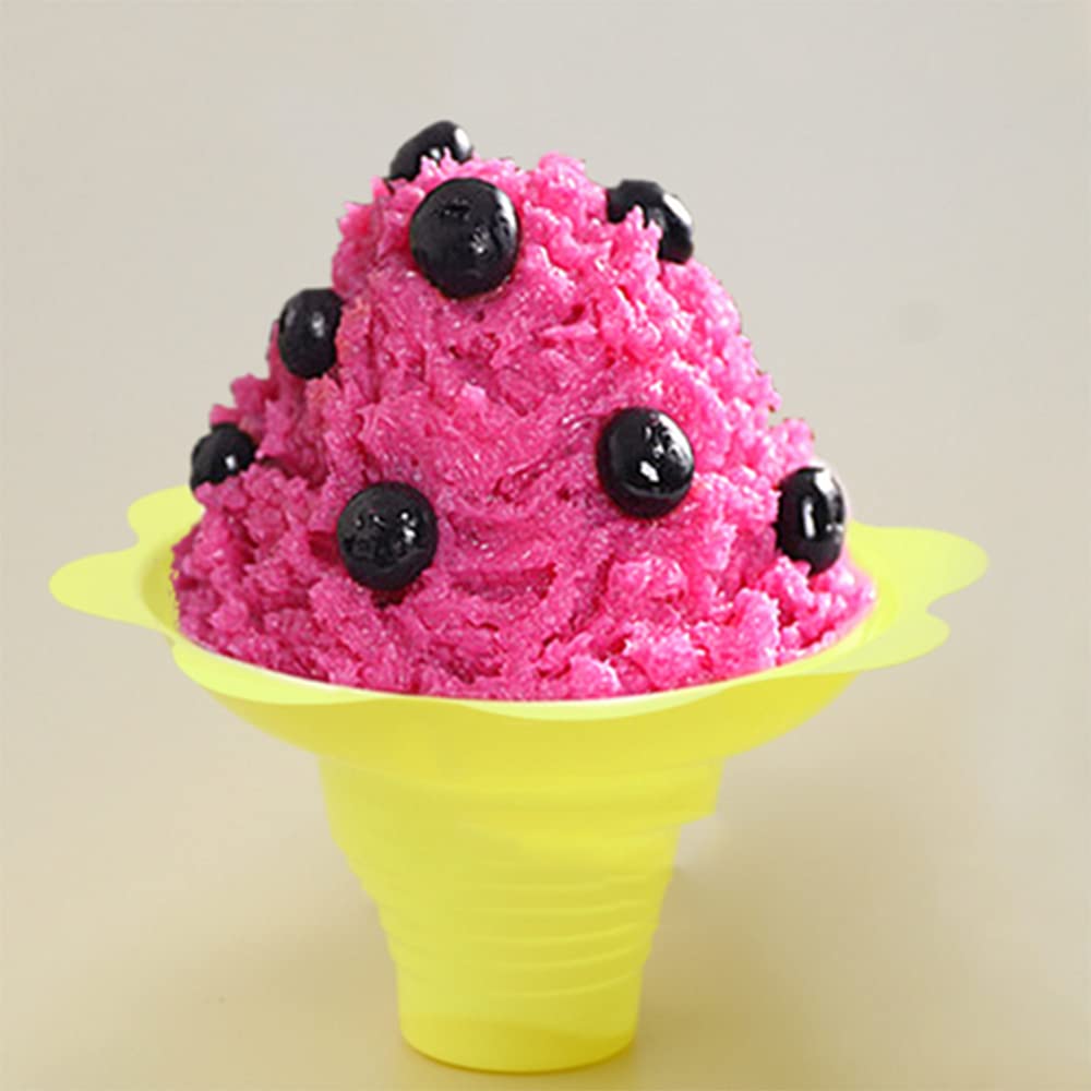 Qixivcom 60 Pack Disposable Ice Cream Cup 4oz Cone Cup Flower Shaved Smoothie Ice Bowl Flower Drip Cup Small Bowl Perfect for Cold Drink Cups for Ice Cream, Shaved Ice, Fruit Smoothie (Yellow)