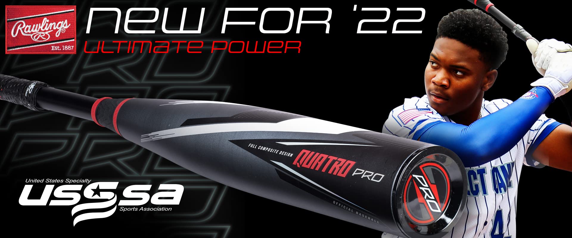 Rawlings 2022 Quatro PRO USSSA Baseball Bat | -5 | 2 Pc. Composite | 32 inch | UT2Q5