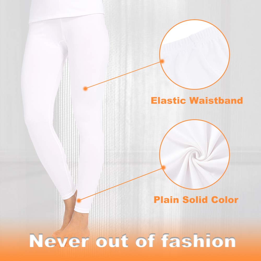 MANCYFIT Thermal Pants for Women Fleece Lined Leggings Underwear Soft Bottoms White Medium