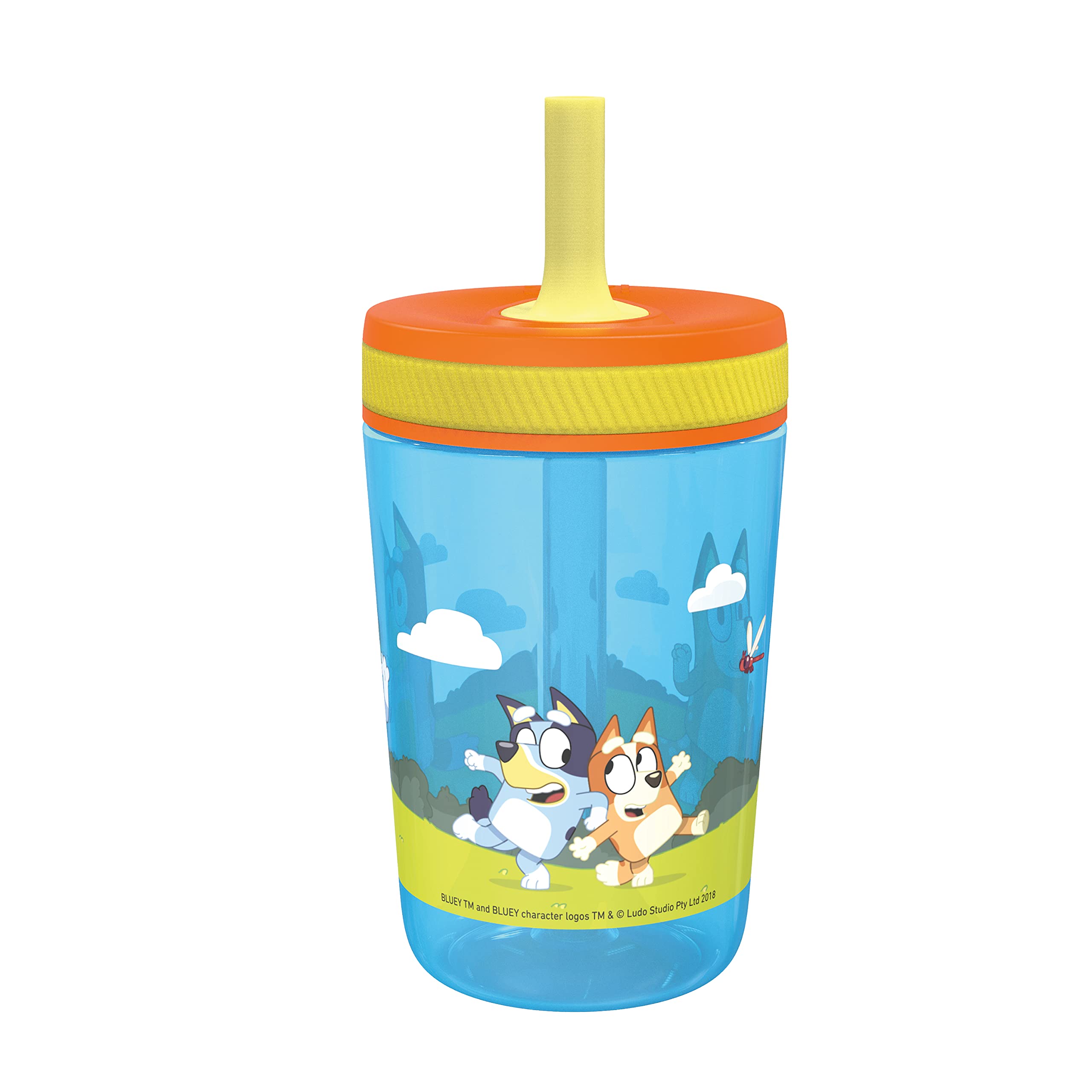 Zak Designs Bluey Kids Tumblers and Water Bottles Bundle (4 Pieces) | BPA-Free and Leakproof | Includes 15oz Tumblers (2 Count) and 16oz Water Bottles (2 Count)