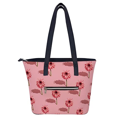 Modern Floral Pattern Women's Tote Bag PU Leather Shoulder Bag Handbags Purse For Work Shopping Travel