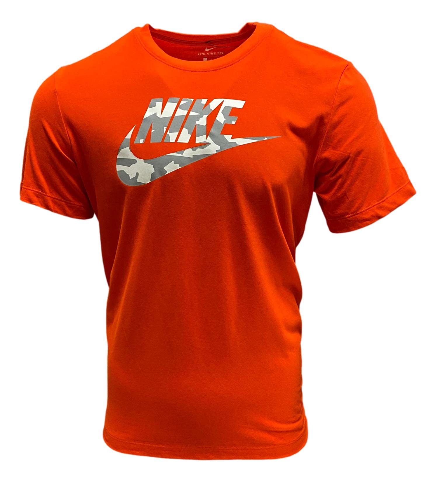Nike Sportswear Men's Graphic T Shirt (Deep Orange/Camo Futura, Small)