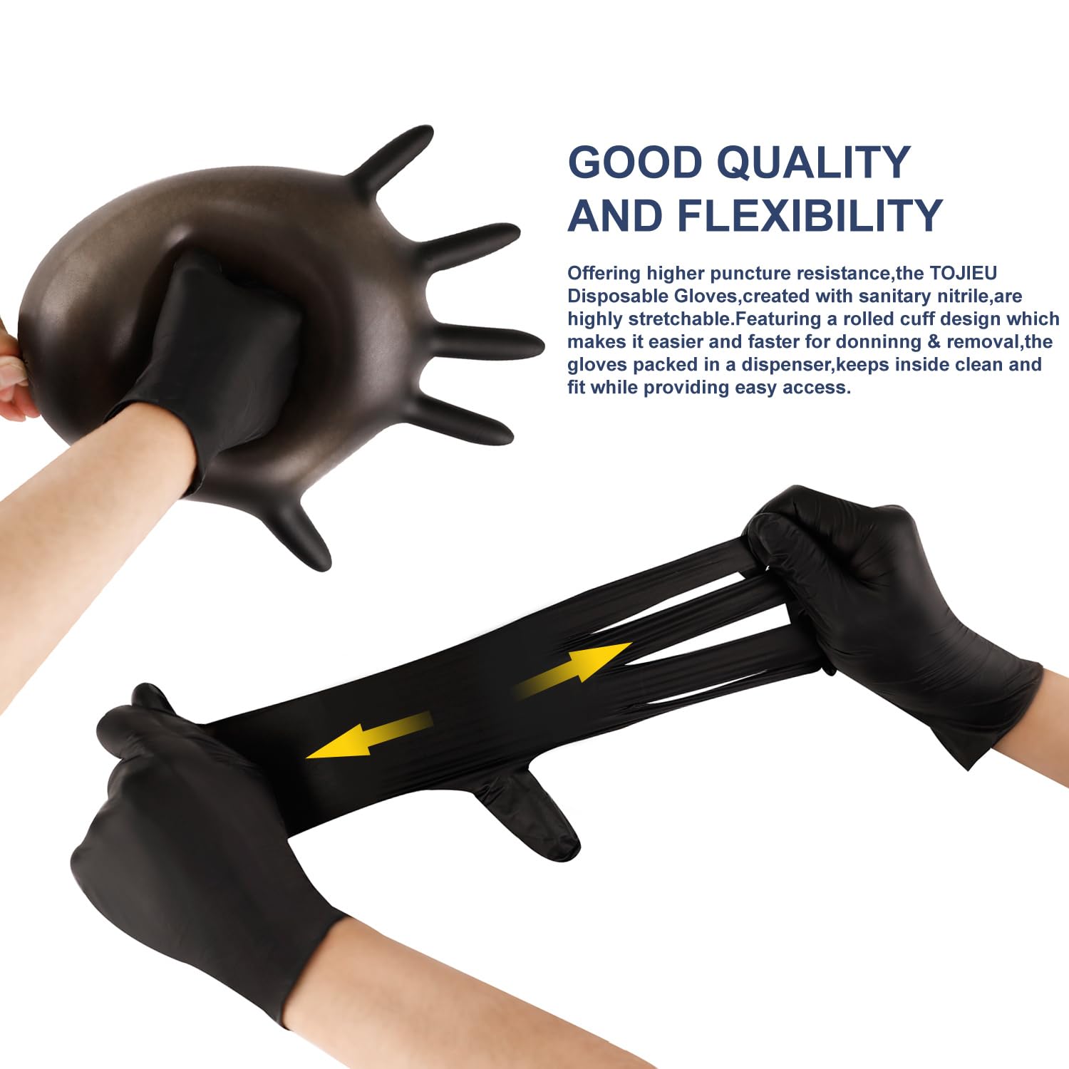 TOJIEU Disposable Nitrile Gloves - Versatile, Powder-Free, Latex-Free Cleaning Gloves for Household Use Large-100pc