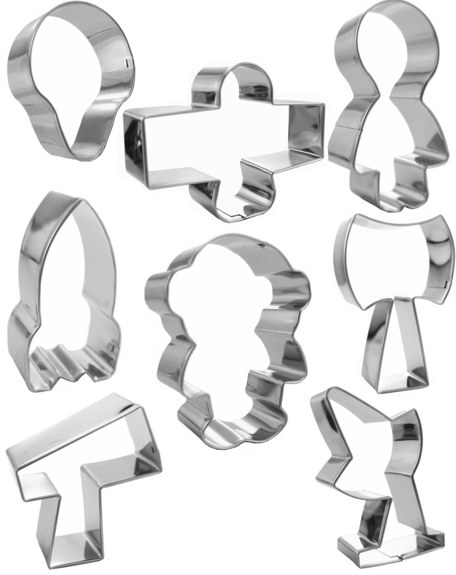 Space Alien Series Cookie Cutter Set of 8 pcs, Stainless Steel UFO Fondant Cutters Set Pastry Biscuit Baking Clay DIY Molds for Kids